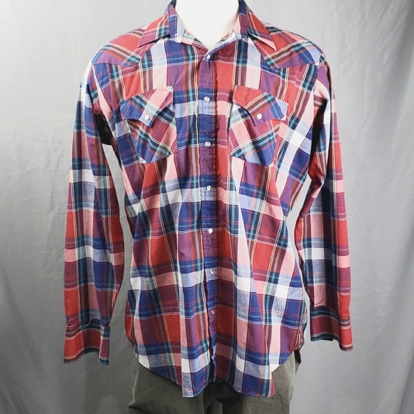 Ely Cattleman | Shirts | Vtg Ely Cattleman Western Style Snap Button Down Long Sleeve Mens Xl ...